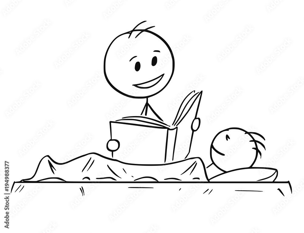 Cartoon stick man drawing conceptual illustration of father or dad ...