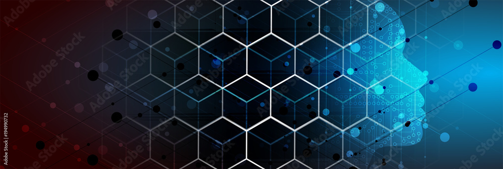 Artificial intelligence. Technology web background with cell. Virtual ...
