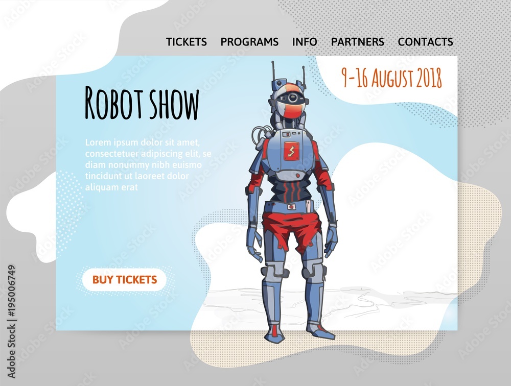 Humanoid robot, android with artificial intelligence. Robot show ...