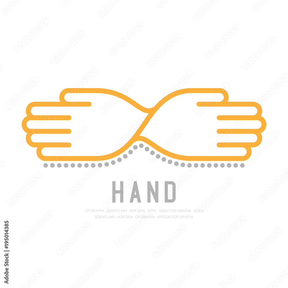 Twist Hand finger with dot shadow logo icon, sign language concept ...