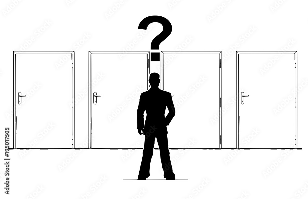 Cartoon stick man drawing conceptual illustration of businessman with ...