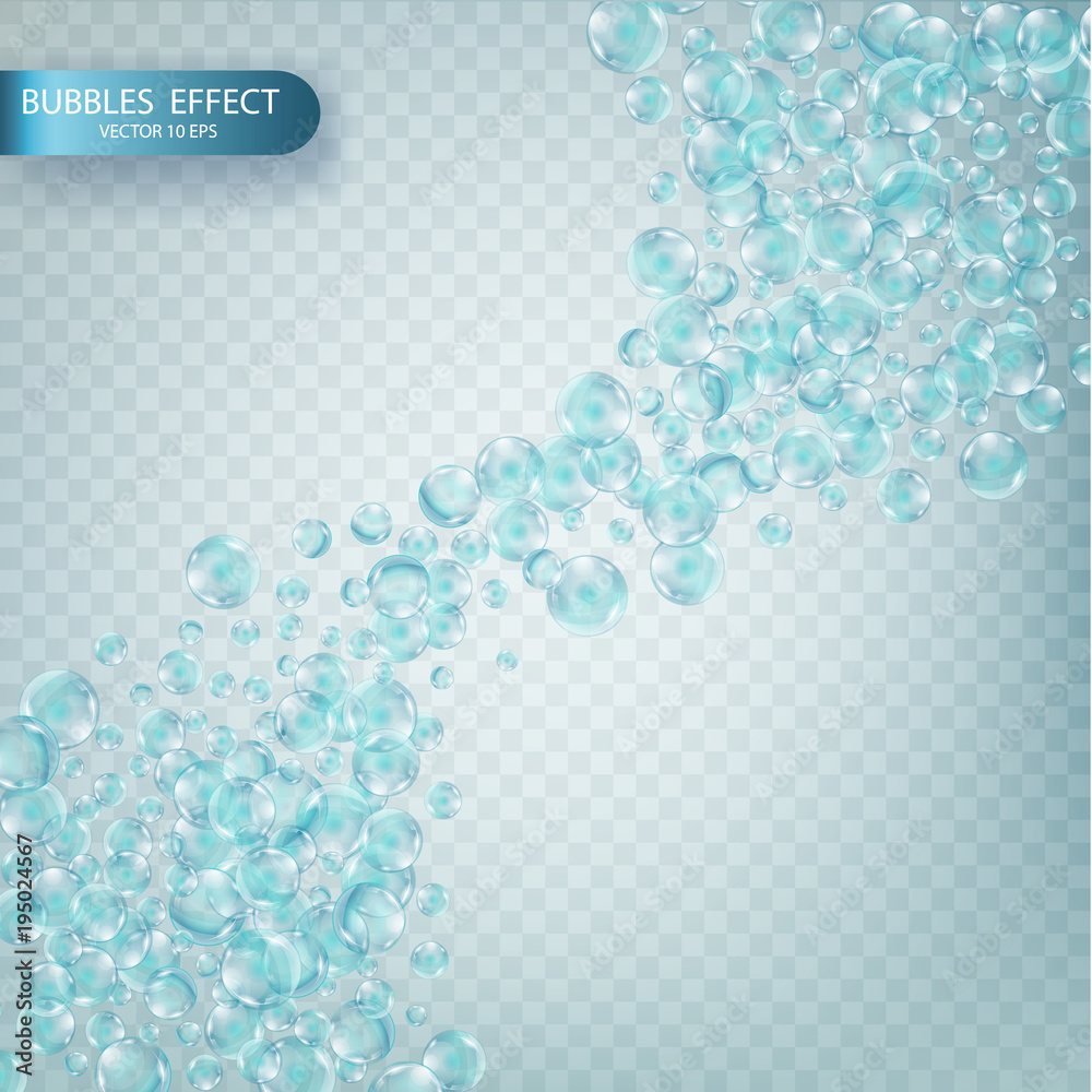 Water bubbles isolated on a transparent checkered background. Fizzy ...