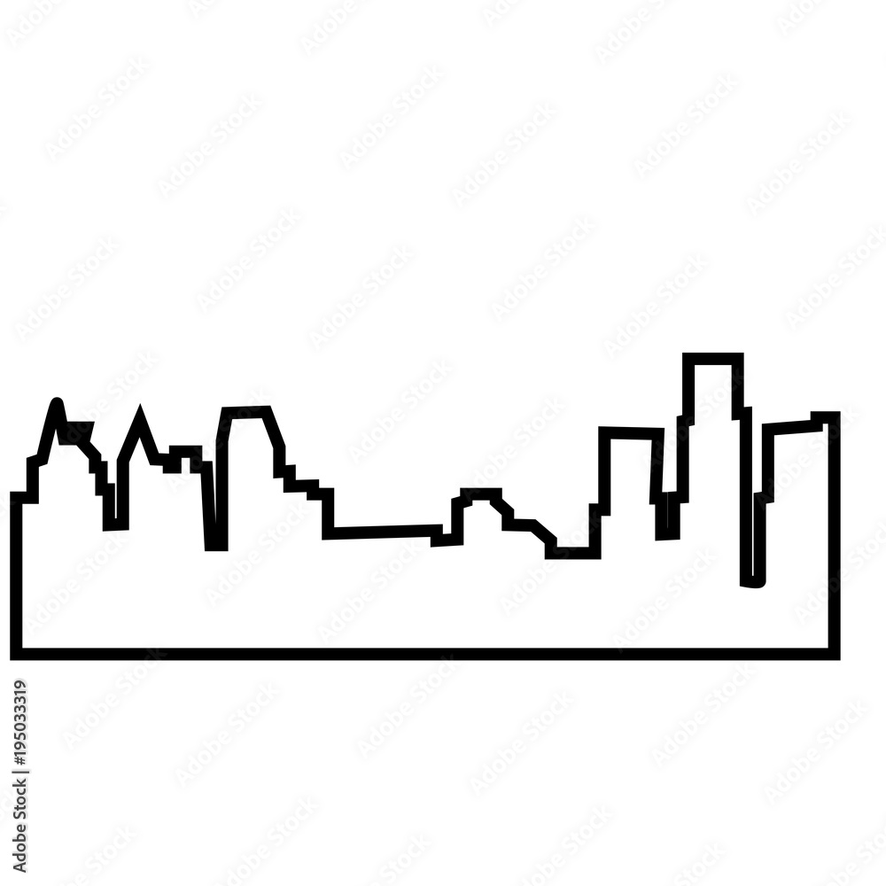 detroit skyline silhouette outline on white background Stock Vector ...
