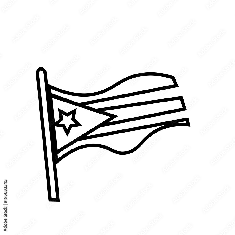 puerto rico flag silhouette outline on white background Stock Vector ...