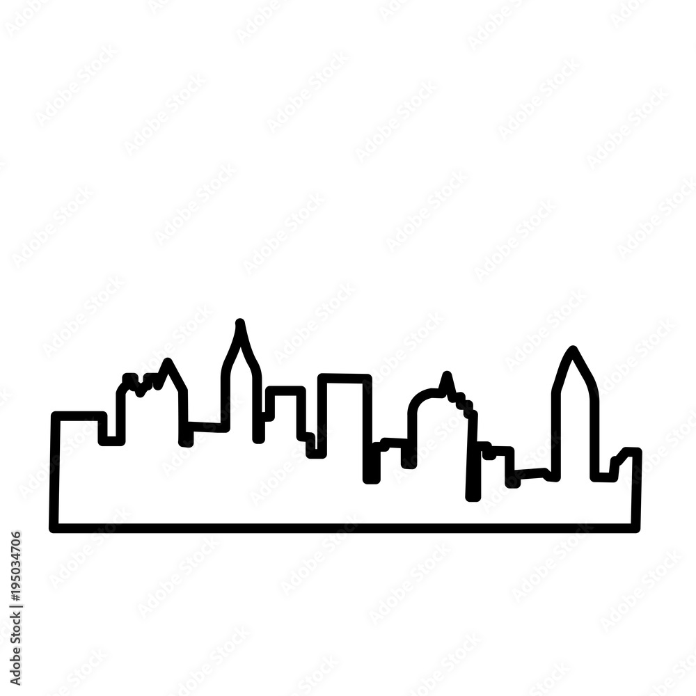 atlanta skyline silhouette outline on white background Stock Vector ...