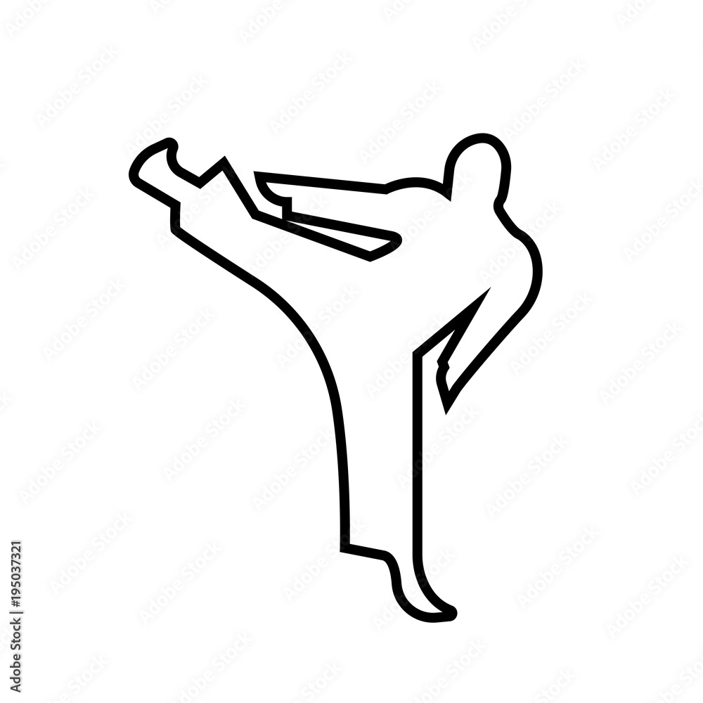 karate silhouette images outline on white background Stock Vector ...