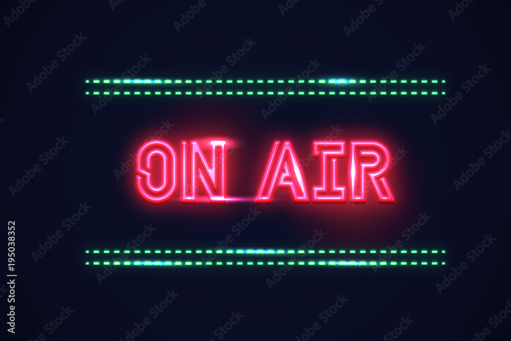 On Air - Fluorescent Neon Sign on brickwall Front view Stock Vector ...