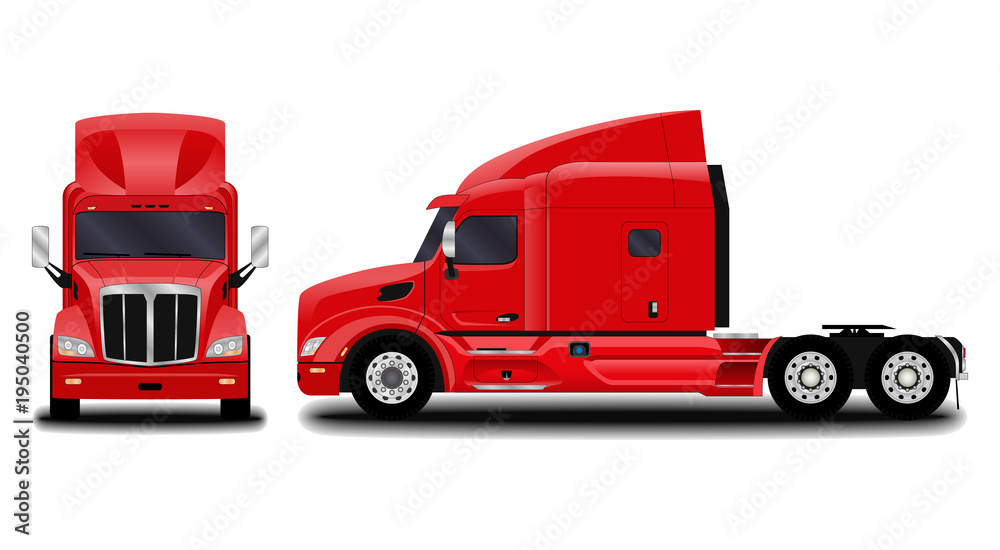 realistic truck. front view; side view. Stock Vector | Adobe Stock