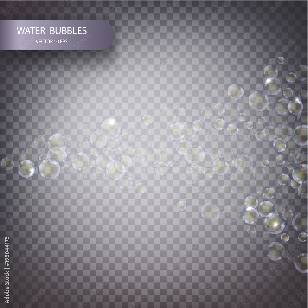 Water bubbles isolated on a transparent checkered background ...