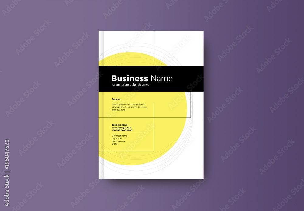 Book or Report Cover Layout with Yellow Element 2 Stock Template ...