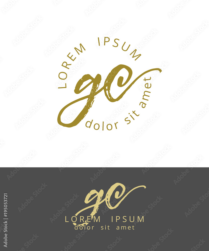 G C. Initials Monogram Logo Design. Dry Brush Calligraphy Artwork Stock ...