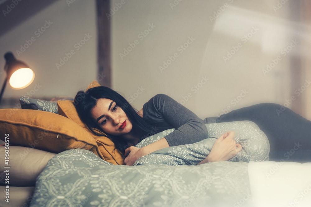 Sad girl suffering depression and anxiety, feeling upset and unhappy ...