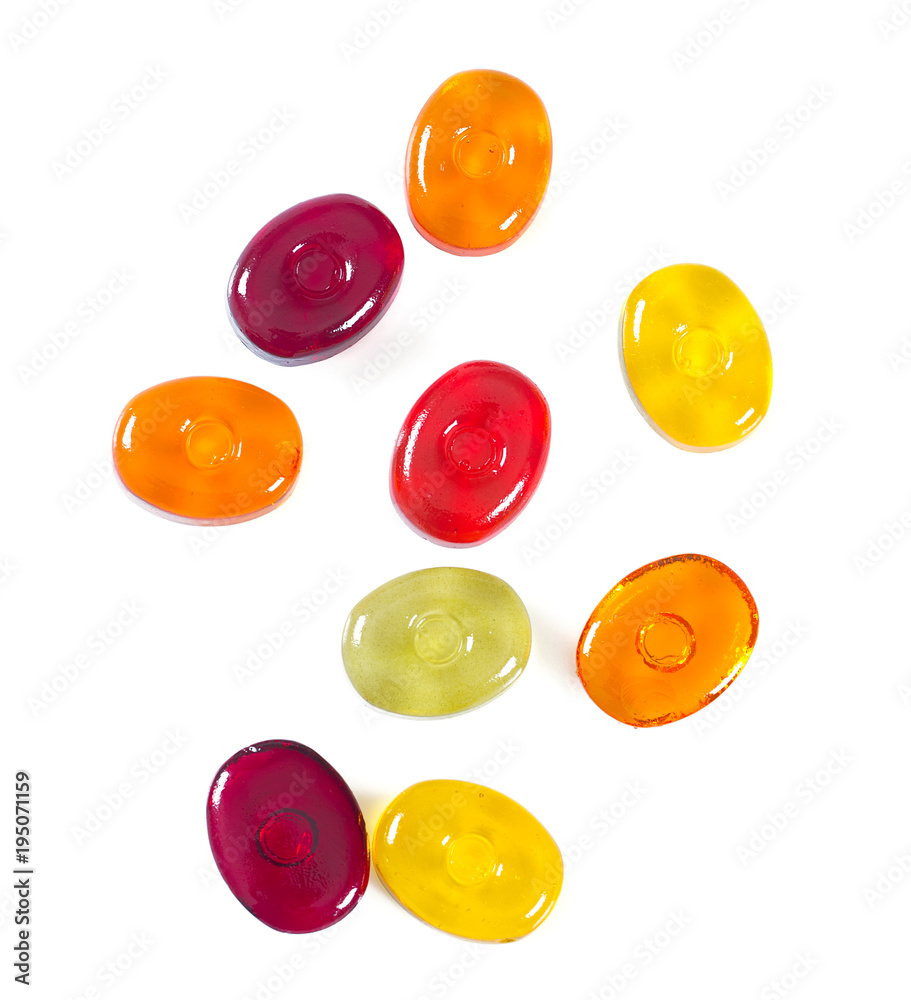 colorful fruit hard candy isolated on white Stock Photo | Adobe Stock