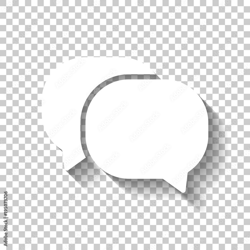 chat icon. White icon with shadow on transparent background Stock ...