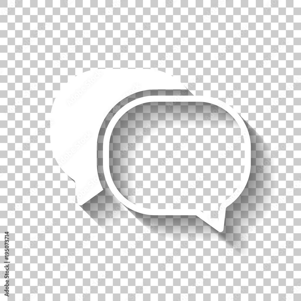 chat icon. White icon with shadow on transparent background Stock ...