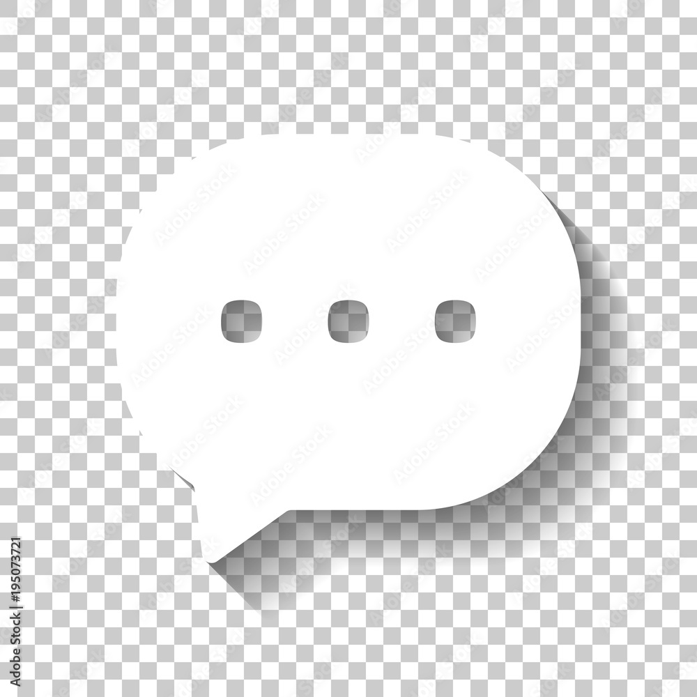 chat icon. White icon with shadow on transparent background Stock ...