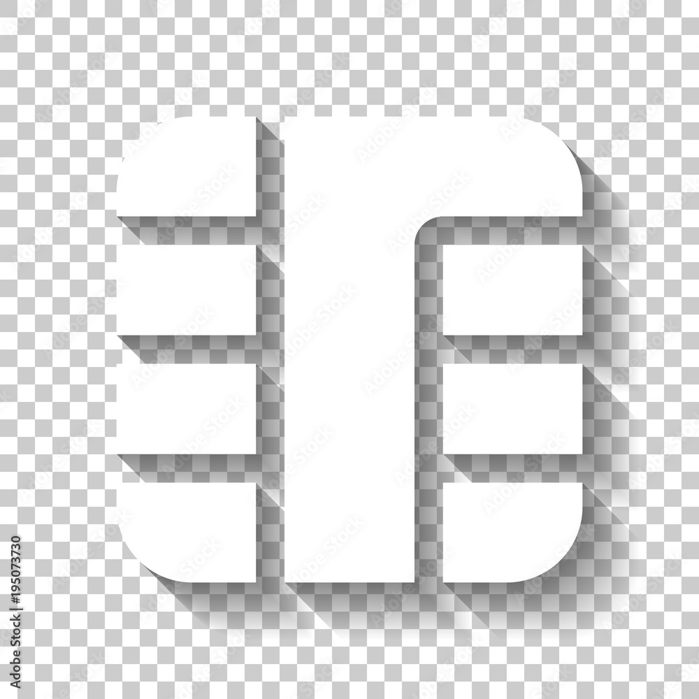 Chip of credit card icon. White icon with shadow on transparent ...