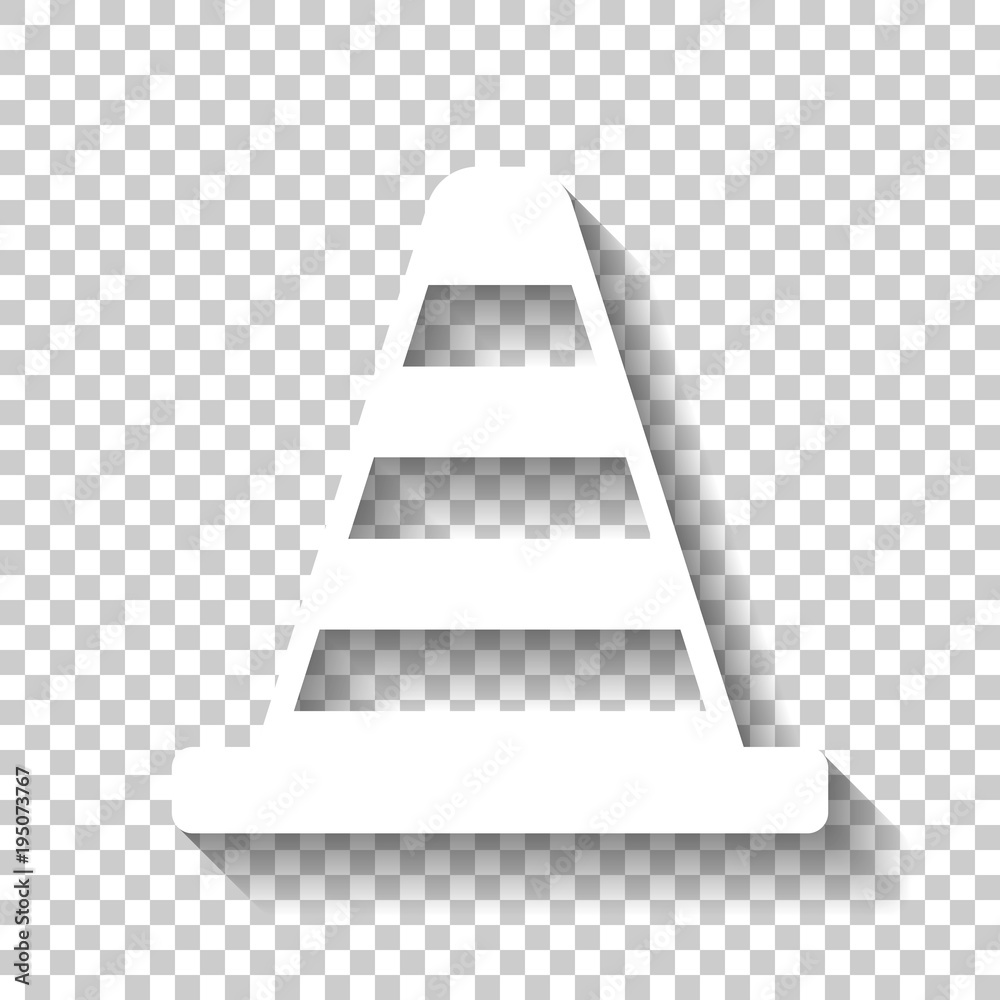 Cone Icon. White icon with shadow on transparent background Stock ...