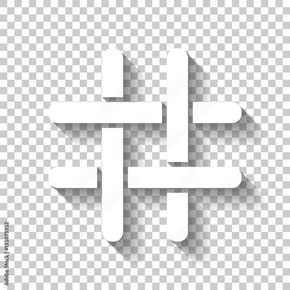 Hashtag icon. White icon with shadow on transparent background Stock 벡터 ...