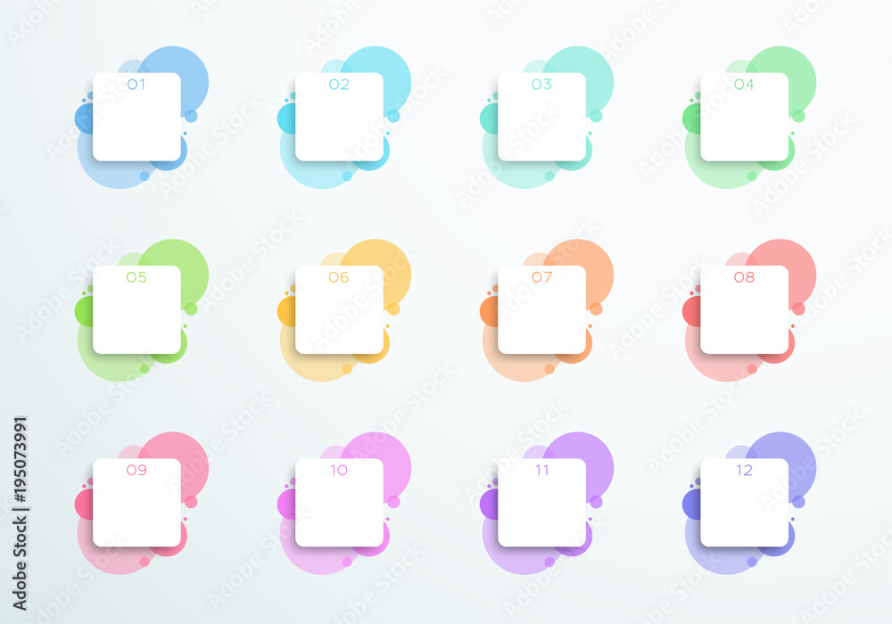 Vector Abstract 3d Square Text Boxes Number 1 to 12 Stock Vector ...