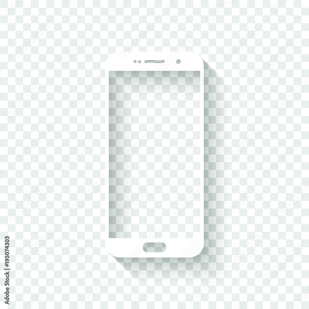 Sellphone icon. White icon with shadow on transparent background Stock ...