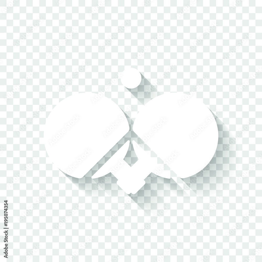 Ping pong icon. White icon with shadow on transparent background Stock ...