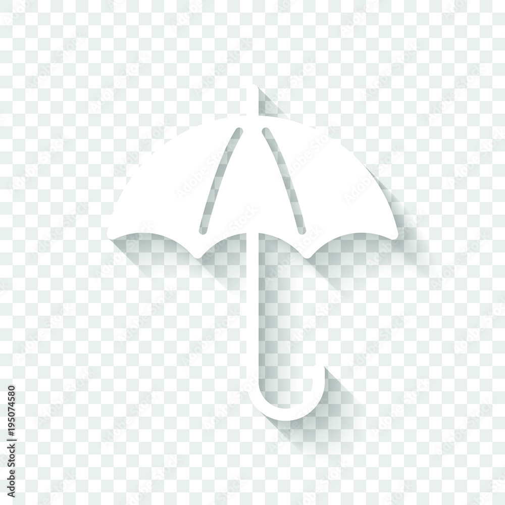 umbrella icon. White icon with shadow on transparent background Stock ...