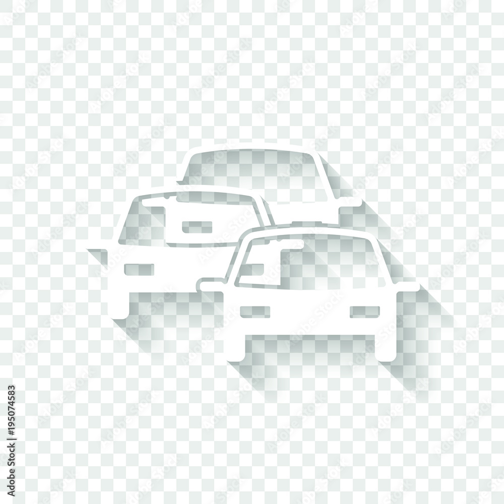 traffic jam icon. White icon with shadow on transparent background ...