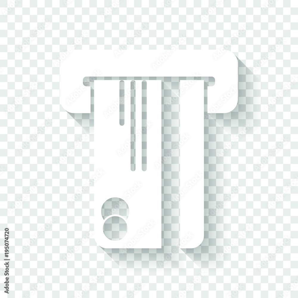 ATM machine and credit card. simple silhouette. White icon with shadow ...