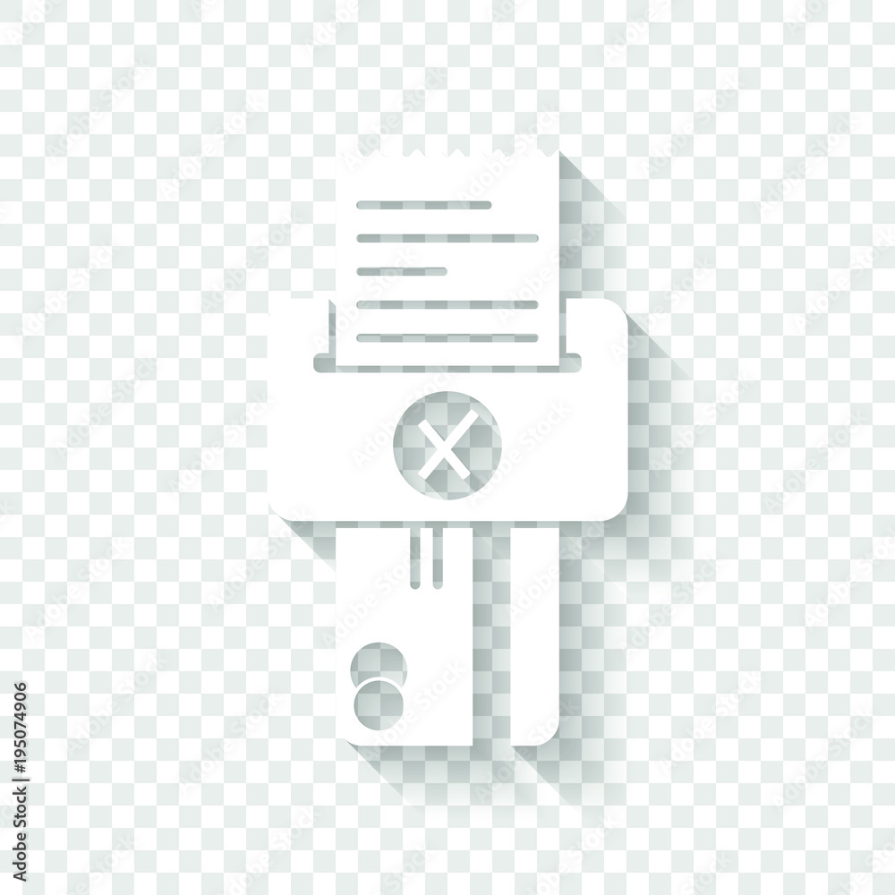 Credit card, POS terminal, failure icon. White icon with shadow on ...