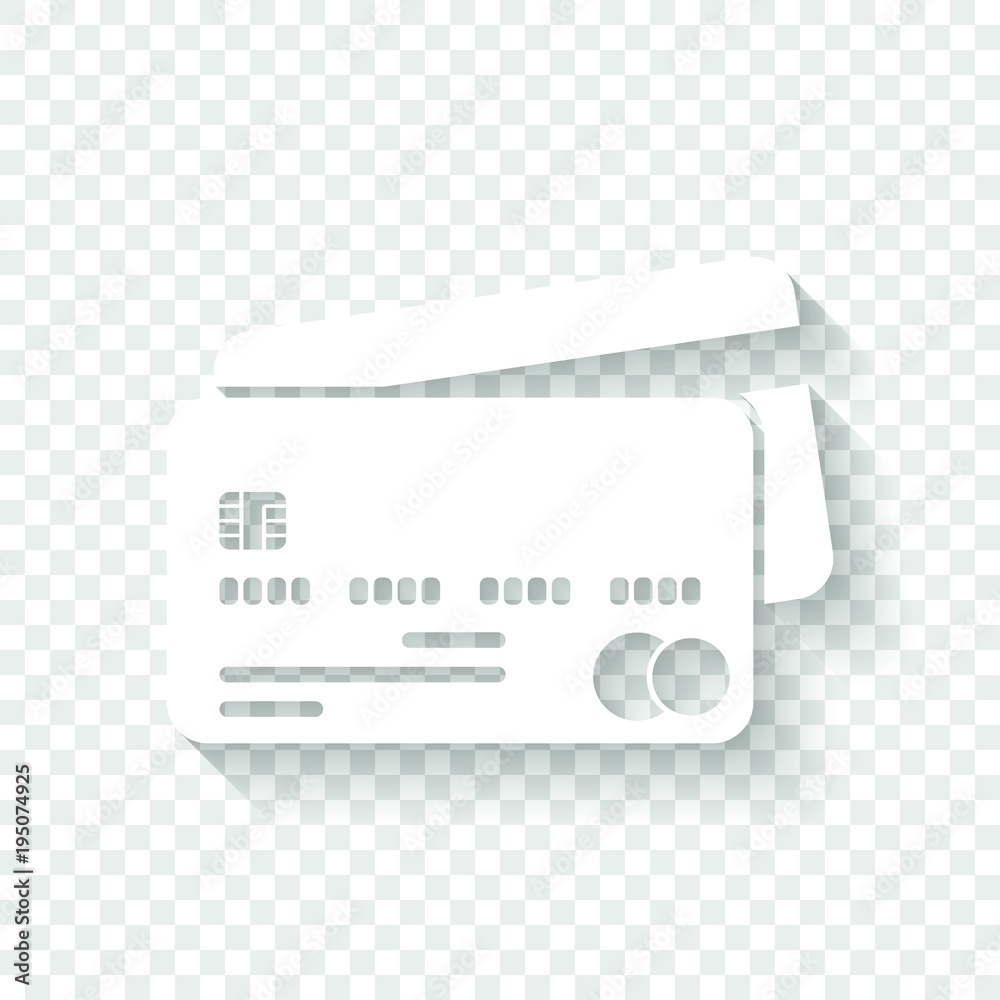 credit card mastercard icon. White icon with shadow on transparent ...