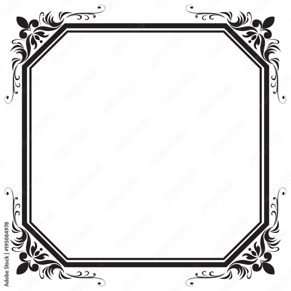 Decorative frame and border, Square, Black and white, Vector ...