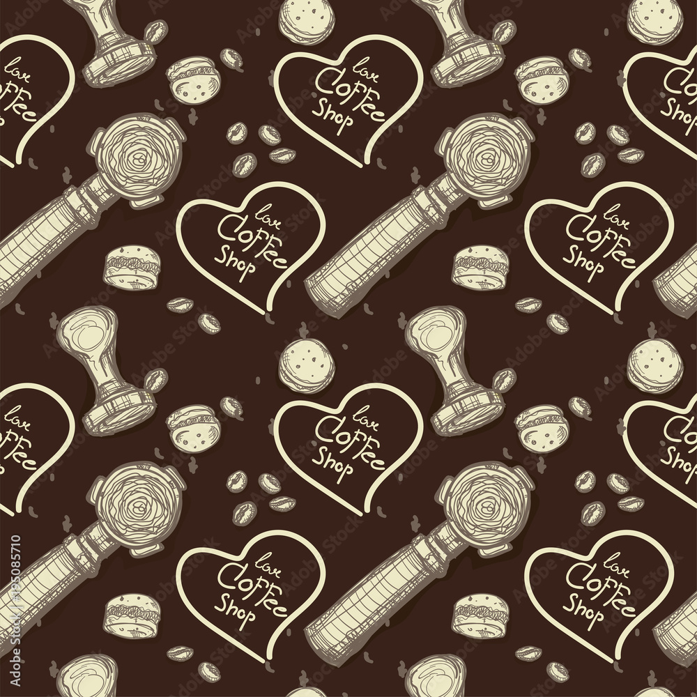 pattern coffee shop graphic design background objects Stock Vector ...