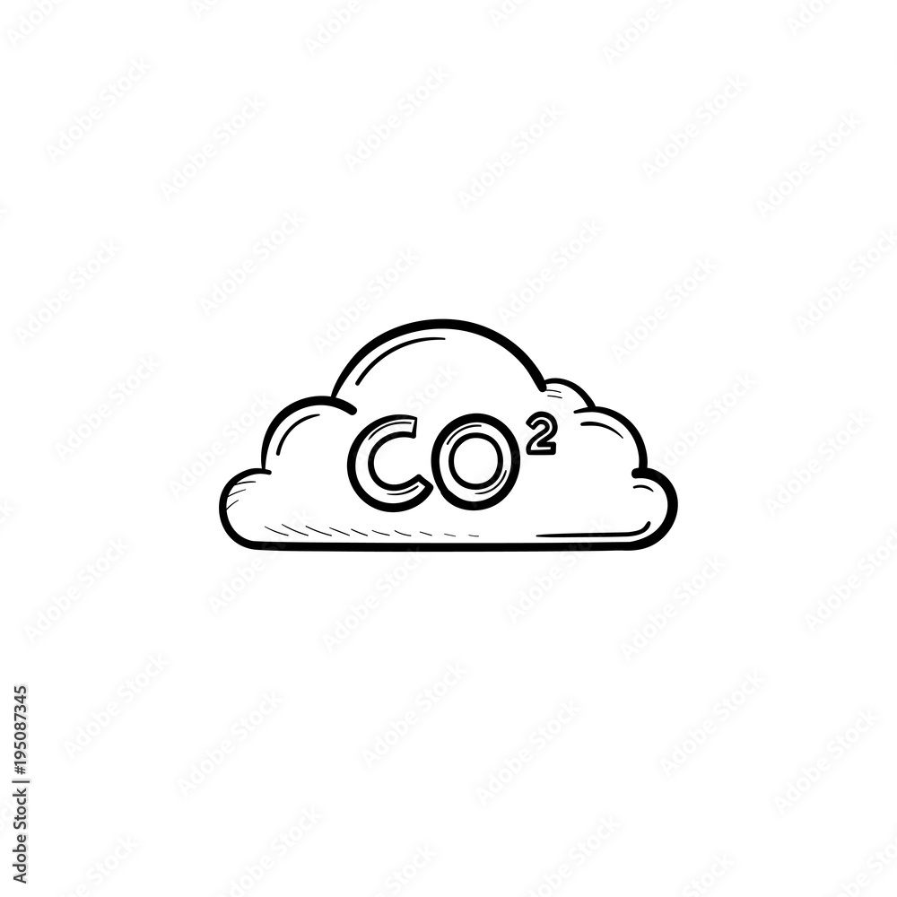 CO2 cloud hand drawn outline doodle icon. Air pollution concept. Carbon ...