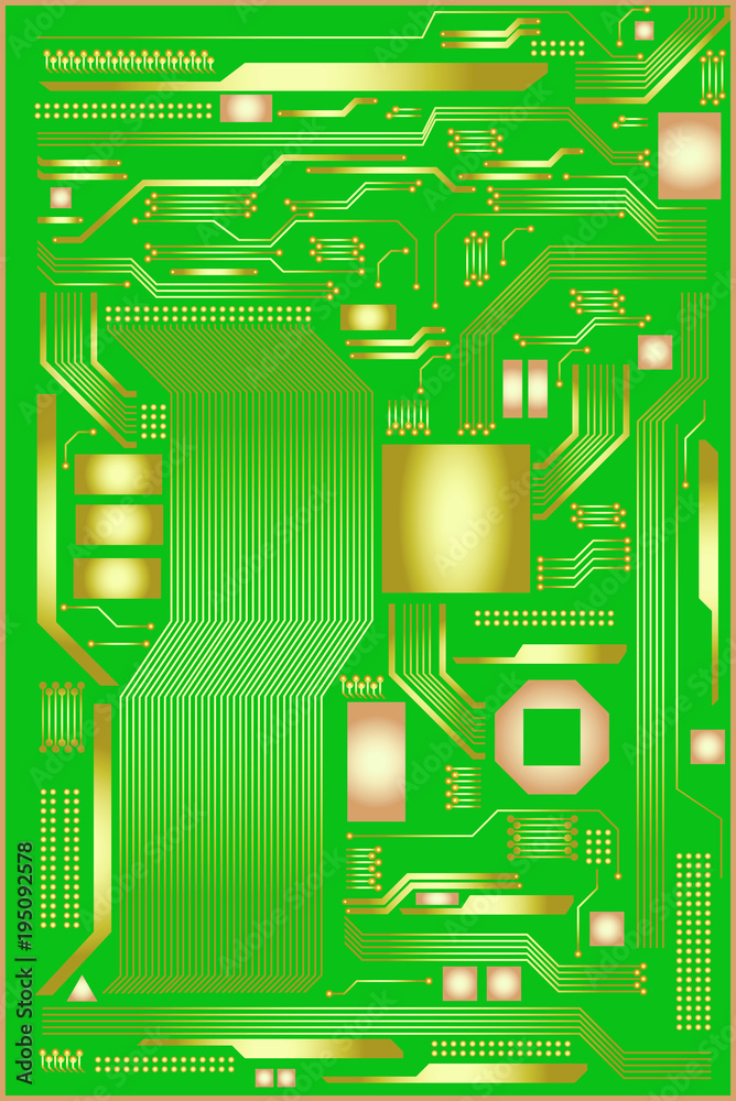 Vector Illustration Concept Art of A Circuit Board of A Computer, Micro ...