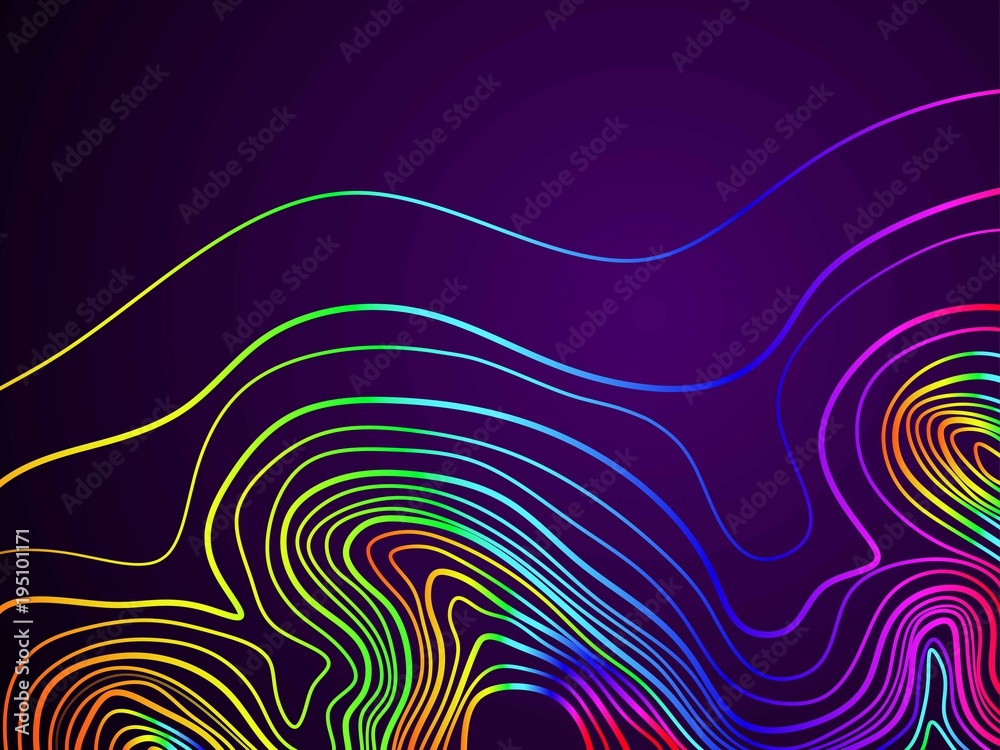 Abstract Colorful rainbow topographic contours lines of mountains ...