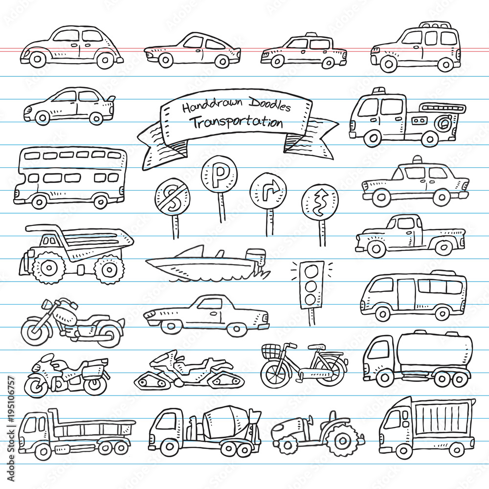 Transportation Vehicle Hand Drawing Stock Vector | Adobe Stock