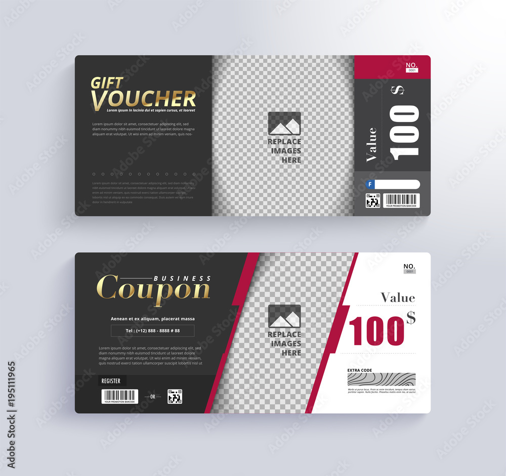 GIFT VOUCHER Template. Blank space for images. Stock Vector | Adobe Stock