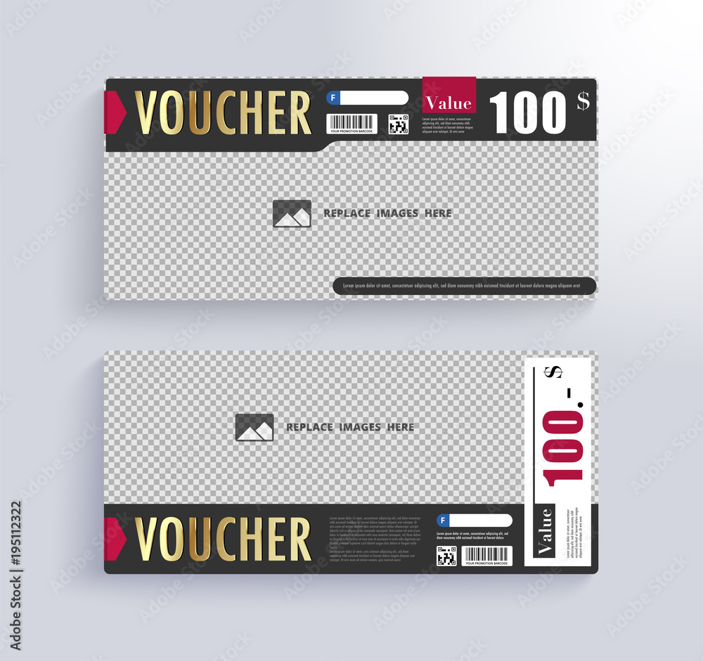 GIFT VOUCHER Template. Blank space for images. Stock Vector | Adobe Stock