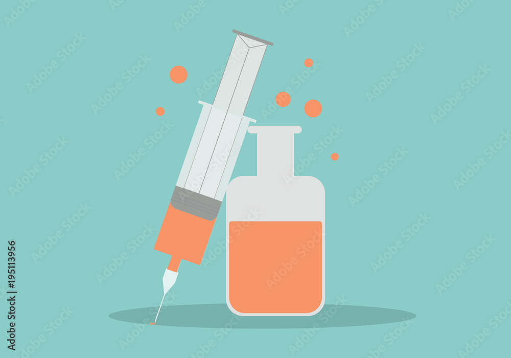 syringe contain some injection and injection bottle Stock Vector ...