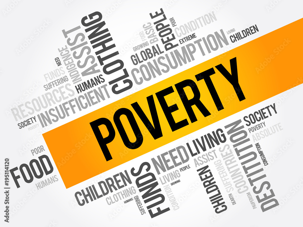 Poverty Word Cloud Collage Social Concept Background Stock Vector