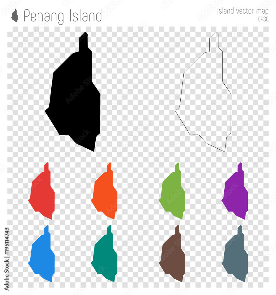 Penang Island high detailed map. Island silhouette icon. Isolated ...