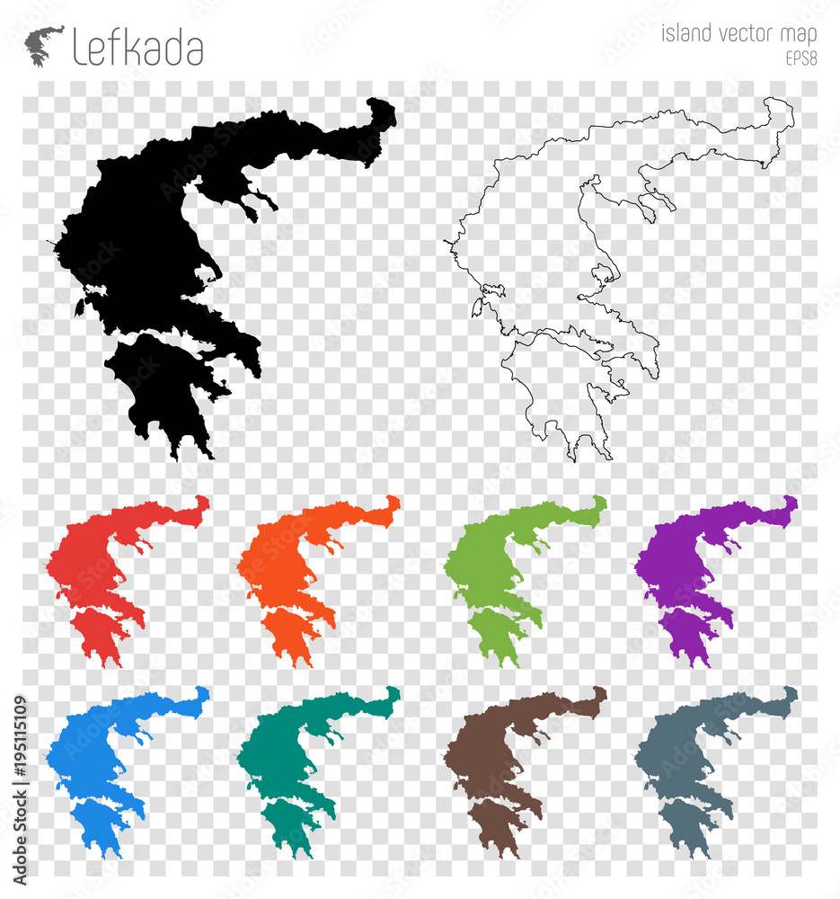 Lefkada high detailed map. Island silhouette icon. Isolated Lefkada ...