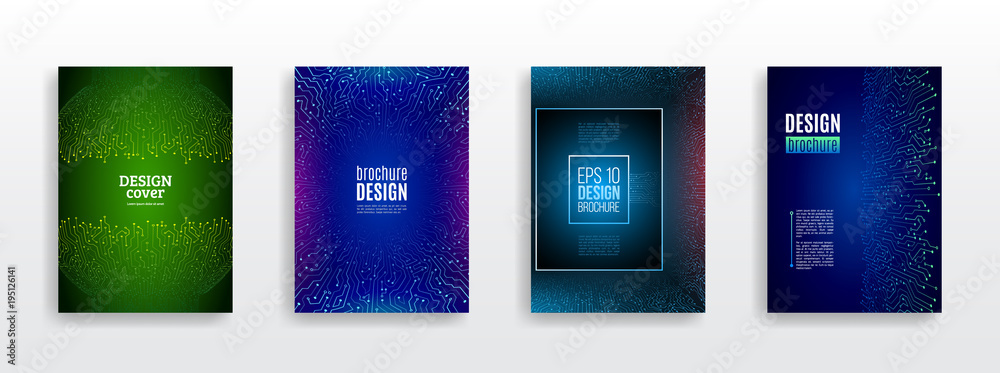 Futuristic hi-tech flyer template. Technology communication element for ...