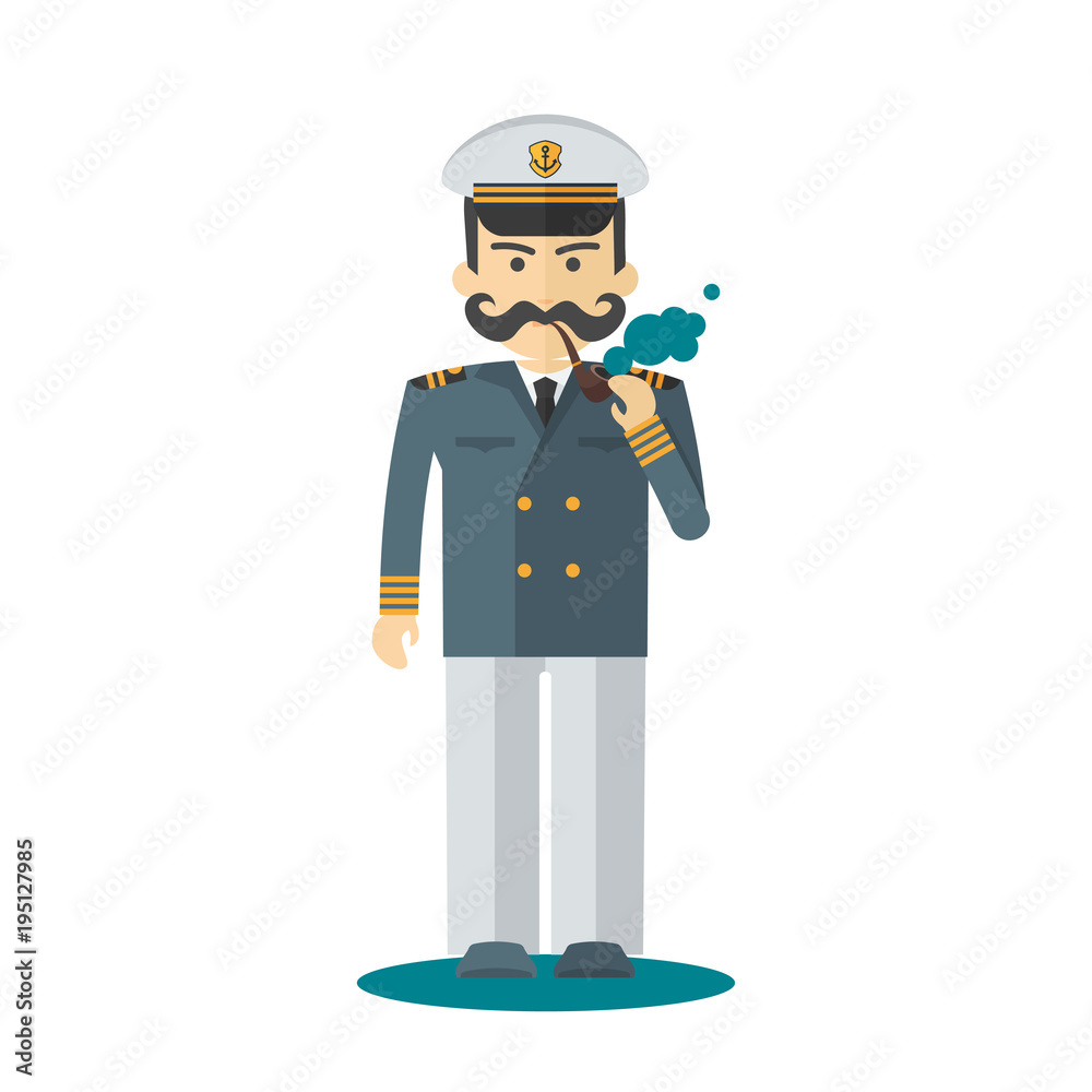Captain of ship in white suit. Command of military cruiser, a cruise ...