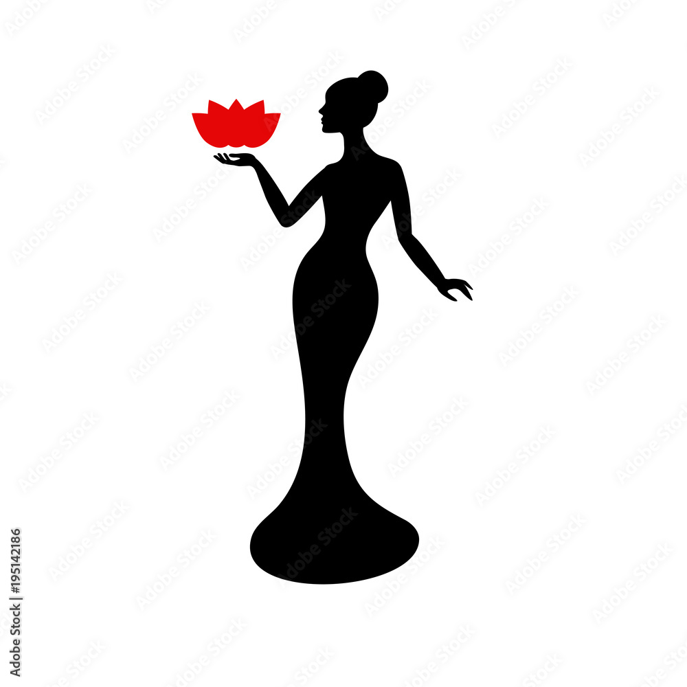 Beautiful lady silhouette Stock Vector | Adobe Stock