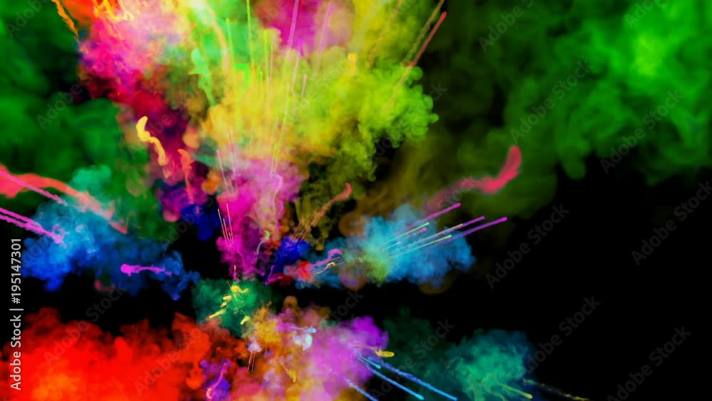 explosion of powder isolated on black background. 3d animation of ...