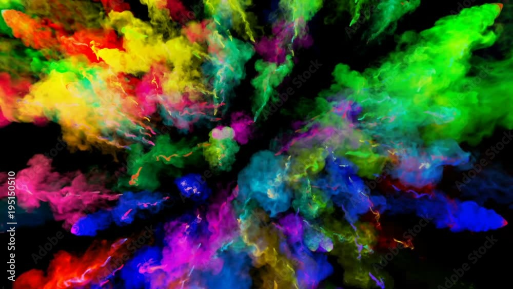 explosion of powder isolated on black background. 3d animation of ...