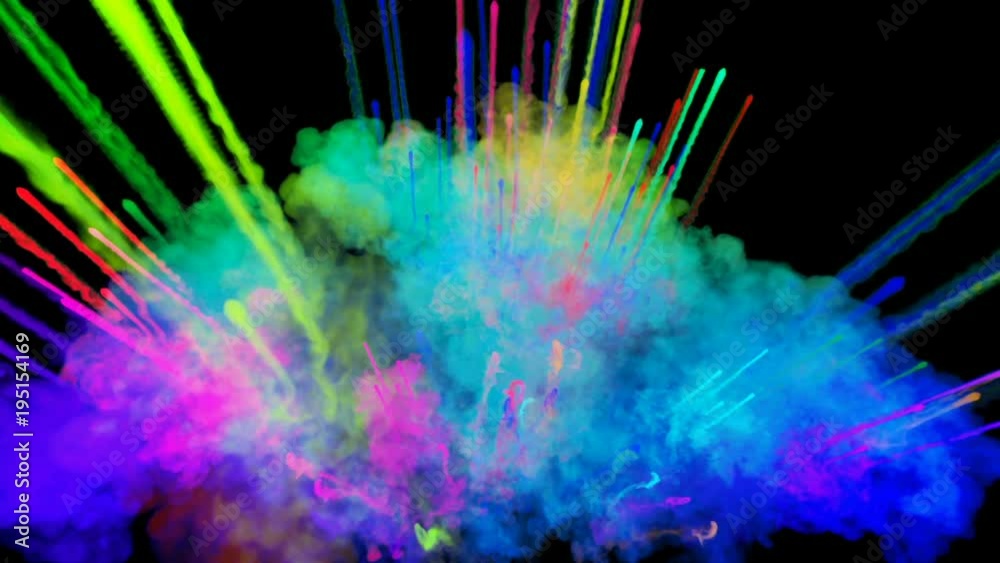 explosion of powder isolated on black background. 3d animation of ...