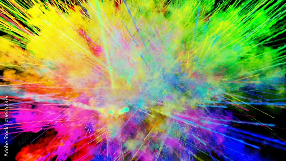 explosion of powder isolated on black background. 3d animation of ...